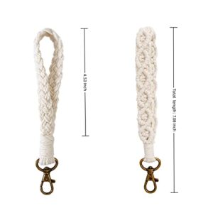 Poagoep 2 Pcs Macrame Keychain Boho Handmade Wristlet Keychain Wrist Lanyard Key Chain for Women（2）