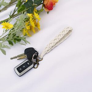 Poagoep 2 Pcs Macrame Keychain Boho Handmade Wristlet Keychain Wrist Lanyard Key Chain for Women（2）