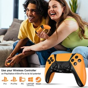 YU33 Ymir Controller for PS4 Controller, Elite Control Remote Compatible with Playstation 4 Controller, Steam Gamepad for Scuf PS4 Controllers with 3D Joystick/Mapping/Turbo/1200 mAh Battery Orange