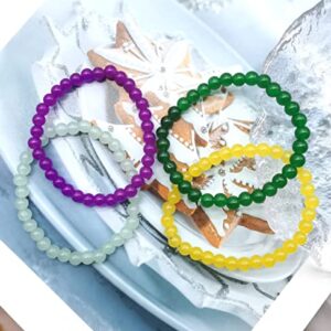 FIRAZIO 21Pcs 6mm Beaded Bracelets Handmade Stretch Glass Bracelet for Women Multicolor Crystal Beads Bracelet Elastic Round Bead Bracelets Jewelry