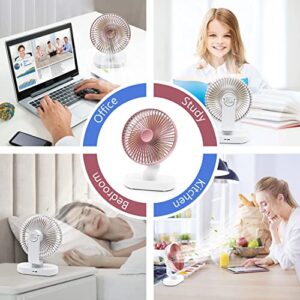 ASYOURZ Small Desk Fan Oscillating Table Fan 9 Inch, USB Rechargeable Fan 4000mAh Battery Operated Fan, Adjustable Desktop Fan with 4 Speeds Portable Fan Desk Fan for Bedroom Office Travel Bathroom