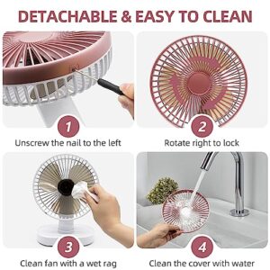 ASYOURZ Small Desk Fan Oscillating Table Fan 9 Inch, USB Rechargeable Fan 4000mAh Battery Operated Fan, Adjustable Desktop Fan with 4 Speeds Portable Fan Desk Fan for Bedroom Office Travel Bathroom