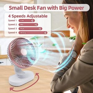 ASYOURZ Small Desk Fan Oscillating Table Fan 9 Inch, USB Rechargeable Fan 4000mAh Battery Operated Fan, Adjustable Desktop Fan with 4 Speeds Portable Fan Desk Fan for Bedroom Office Travel Bathroom