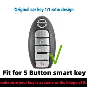 REPROTECTING Silicone Rubber Key Fob Cover Compatible with 2013-2023 5 Buttons Nissan Altima SR Armada SL Maxima Murano Pathfinder Rogue Titan Versa Sentra (Black/White)