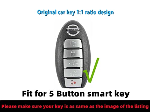 REPROTECTING Silicone Rubber Key Fob Cover Compatible with 2013-2023 5 Buttons Nissan Altima SR Armada SL Maxima Murano Pathfinder Rogue Titan Versa Sentra (Black/White)