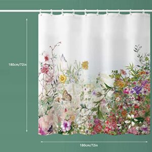 Niidder Shower Curtain, Fabric Shower Curtain Colored Flowers Shower Curtain - 72" W x 72" L with 12 Hooks for Home Hotels Shower Curtains for Bathroom, Waterproof Shower Curtain Liners