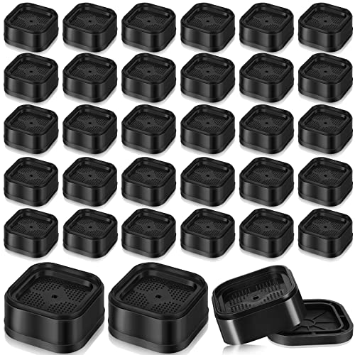 Ecally 32 Pack Furniture Risers Adjustable Bed Risers Desk Leg Risers 1.38" Stackable Heavy Duty Bed Lifts Risers Square Bed Raising Blocks for Mattress Table Leg Desk Chair Couch Sofa Dorm (Black)