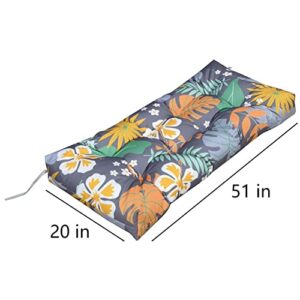 Outdoor Waterproof Bench Cushion, 51"x20", Flower Swing Cushion Patio Furniture Cushions 3 Seater, for Garden Patio Furniture Lounger Bench (Flower, 51x20 in)