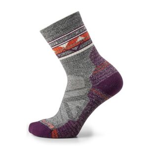 smartwool women's hike light cushion zig zag valley mid crew ash-charcoal m