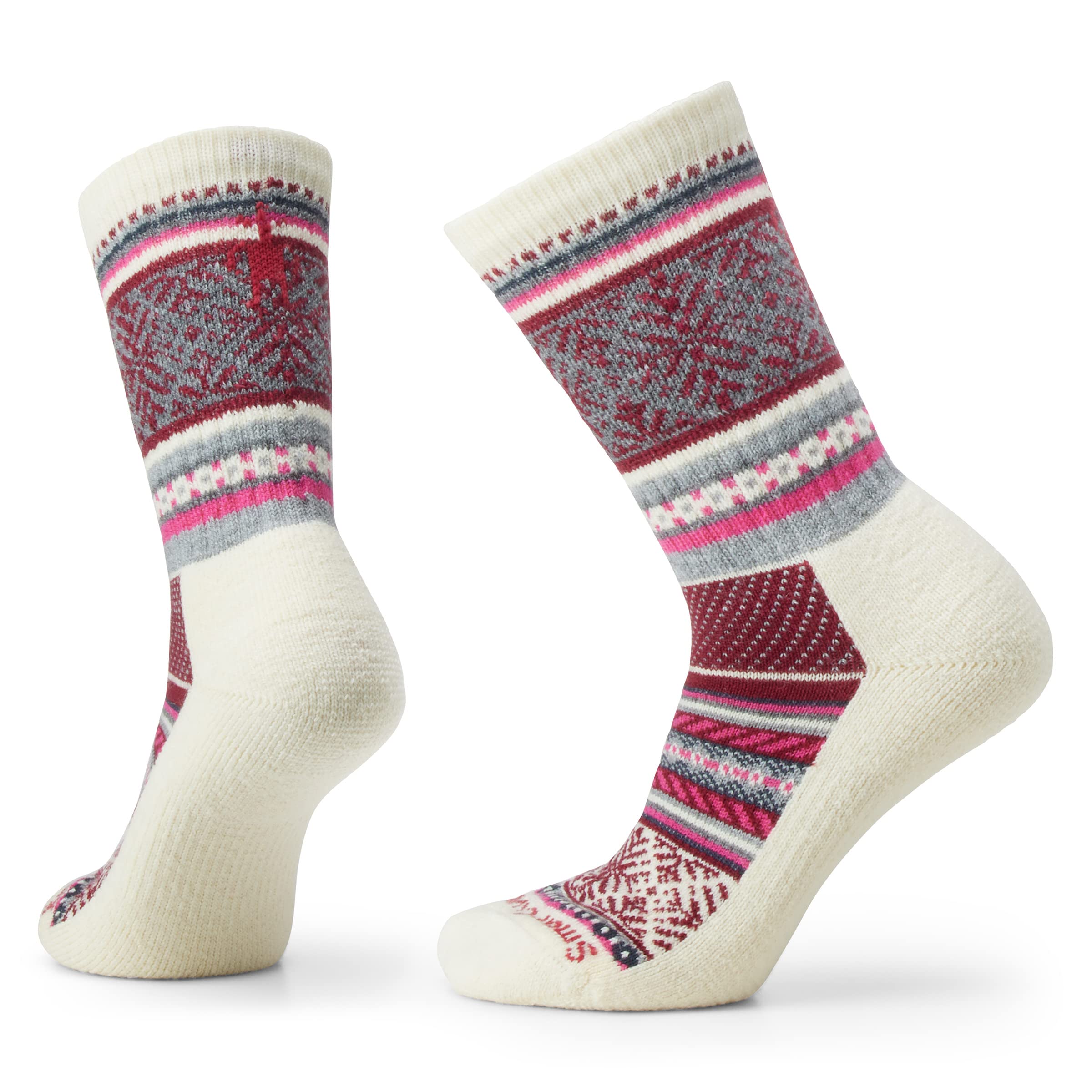 Smartwool Everyday Fair Isle Sweater Light Cushion Merino Wool Crew Socks For Men and Women, Natural, Large