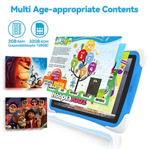 Tablet for Kids, Kids Tablet 10.1 Inch, Android 12 2+32GB, 1280 * 800 IPS HD Screen, Toddler Tablet with WiFi, Parental Control, Kids Tablet 10 inch with Case Included, Google Store, 6000mAh, Blue