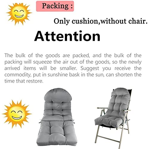 Srutirbo Rocking Chair Cushion Pad,Water Resistant Patio Chair Cushion for Adirondack Chair High Back Indoor Outdoor Soft Thickened Patio Chaise Lounger Cushion Overstuffed Patio Chair Cushion (Gray)