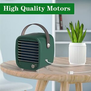 Mini Portable Air Conditioner, Personal Desk Air Conditioner Pure Chill Evaporative, Stepless Speed Control and Night Light, Small Air Conditioner for Bedroom Office Desktop -Green