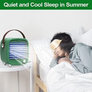 Mini Portable Air Conditioner, Personal Desk Air Conditioner Pure Chill Evaporative, Stepless Speed Control and Night Light, Small Air Conditioner for Bedroom Office Desktop -Green