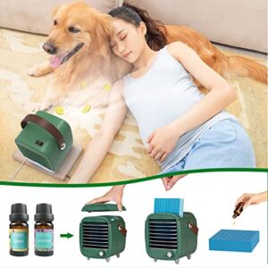 Mini Portable Air Conditioner, Personal Desk Air Conditioner Pure Chill Evaporative, Stepless Speed Control and Night Light, Small Air Conditioner for Bedroom Office Desktop -Green