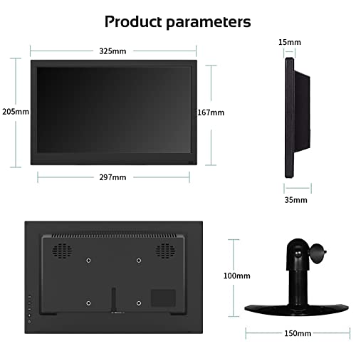 Pisichen Portable Small Monitor 13.3 inch Mini HDMI Monitor 1366x768 LED Monitor, HDMI/VGA/USB/AV/BNC Input for PC Computer Laptop PS4 Xbox Ras Pi, Wall Mountable, Built-in Speakers