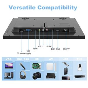 Pisichen Portable Small Monitor 13.3 inch Mini HDMI Monitor 1366x768 LED Monitor, HDMI/VGA/USB/AV/BNC Input for PC Computer Laptop PS4 Xbox Ras Pi, Wall Mountable, Built-in Speakers