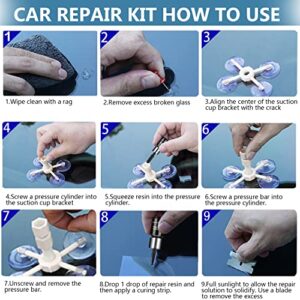 KMOOL Windshield Repair Kit, Glass Repair Kit, Automotive Glass Nano Fluid Glass Repair Kit Quick Fix for Chips & Cracks & Star-Shaped & Nicks & Half-Moon & Crescents - Car Windshield Repair kit