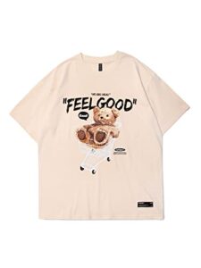 vamtac mens oversized vintage graphic tees summer bear loose fit half sleeve baggy t shirts for women