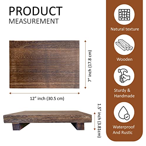 Lyfe Simple Wood Riser for Decor - Rustic Pedestal Stand - Handmade Small Wood Tray - Soap Tray for Kitchen Sink, Dish Soap Tray, Wood Tray for Bathroom, Wooden Stand for Display (Brown, 12 x 7 Inch)