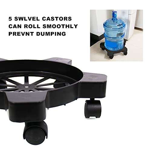 CNQLIS 5 Gallon Bucket Dolly with 5 Smooth-Rolling Swivel Casters,75 lbs,No Tip or Spilling for 5 Gallon Bucket and Flowerpot,11" Inside Diameter，Black （2Pcs）