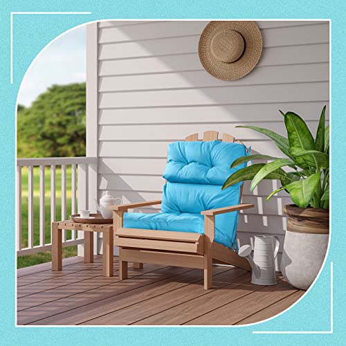 Mixweer 6 Pack Outdoor/Indoor High Back Chair Cushion Waterproof Rocking Chair Pads Tufted Seat/Back Chair Cushion Weather Resistant Adirondack Chair Cushions for Outdoor Patio Furniture (Sky Blue)