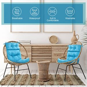 Mixweer 6 Pack Outdoor/Indoor High Back Chair Cushion Waterproof Rocking Chair Pads Tufted Seat/Back Chair Cushion Weather Resistant Adirondack Chair Cushions for Outdoor Patio Furniture (Sky Blue)