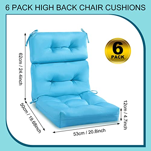 Mixweer 6 Pack Outdoor/Indoor High Back Chair Cushion Waterproof Rocking Chair Pads Tufted Seat/Back Chair Cushion Weather Resistant Adirondack Chair Cushions for Outdoor Patio Furniture (Sky Blue)