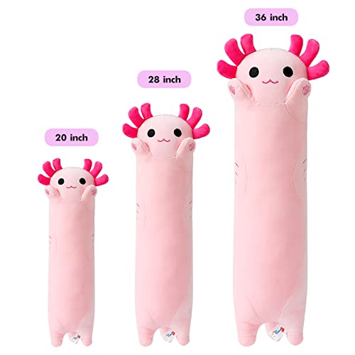 PEACH CAT Pink Long Axolotl Plush Pillow Toy Cute Axolotl Stuffed Animal for Girls and Boys 28"