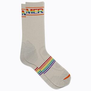 Merrell -men's and -women's Zoned Lightweight Cushion Wool Hiking Crew Socks-1 Pair Pack-Breathable Unisex Arch Support, White Rainbow, Small-Medium