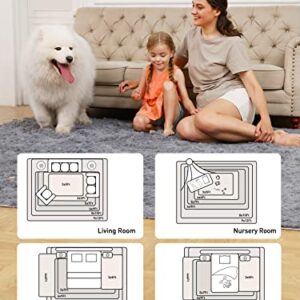 Medeunk 8x10 Area Rugs Solid Grey Super Soft Fluffy Upgrade Sponge Non-Slip No Shedding for Living Room Bedroom Girls/Boys Room Dorm Playroom Lounge Home Decor