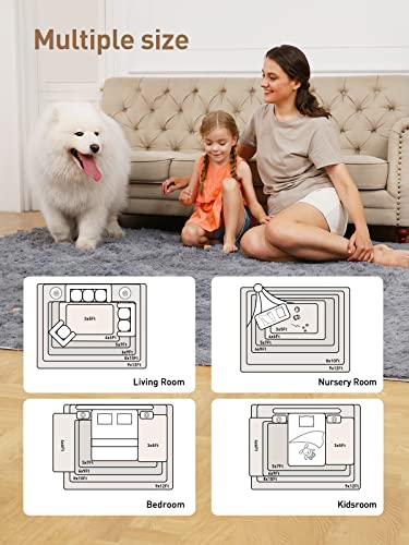 Medeunk 8x10 Area Rugs Solid Grey Super Soft Fluffy Upgrade Sponge Non-Slip No Shedding for Living Room Bedroom Girls/Boys Room Dorm Playroom Lounge Home Decor