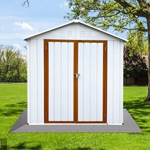 morhome 6 x 4 ft outdoor storage shed, metal garden tool shed, outside sheds & outdoor storage galvanized steel with lockable door for backyard, patio, lawn, brown