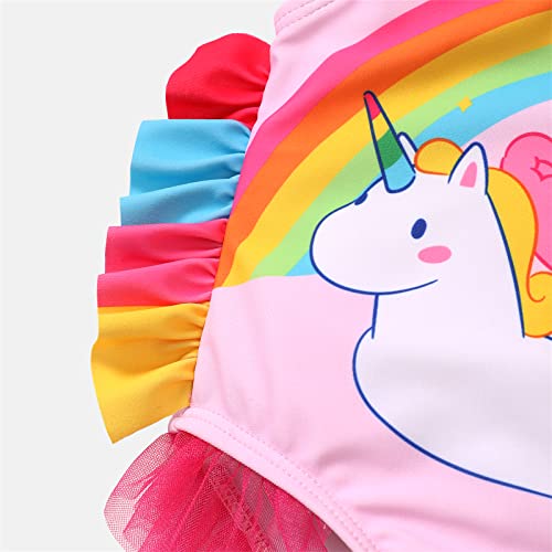 PATPAT Care Bears Baby Girls One Piece Swimsuit Infant Ruffle Trim Swimwear Cute Bear Print Bathing Suit and Cap Light Pink 6-9 Months