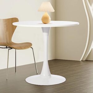 FurnitureR 31.5" Mid-Century Round Dining Table for 2-4 People with Pedestal Base in Tulip Design for Home Office Living Room Kitchen Leisure, White