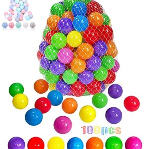 LANGXUN 100pcs Soft Plastic Ball Pit Balls - Plastic Toy Balls for Kids - Ideal Baby Toddler Ball Pit, Ball Pit Play Tent, Baby Pool Water Toys, Kiddie Pool, Party Decoration, Photo Booth Props