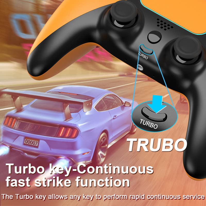 TOPAD Ymir Control for PS4 Controller,Elite Game Remote for Playstation 4 Controller with Turbo/Programming Function/Precise Joystick/Vibration,2023 New Orange Wireless Gamepad for PS4/Slim/Steam/PC