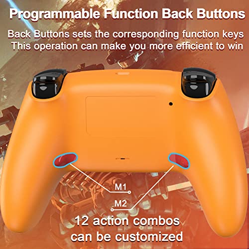 TOPAD Gamepad Replace for PS4 Controller,Ymir Remote for Playstation 4 Controller with Dual Vibration/Turbo/Remappable Function, Scuf Wireless Pa4 Mando for PS4 Console/Pro/Slim/Steam/PC, Orange