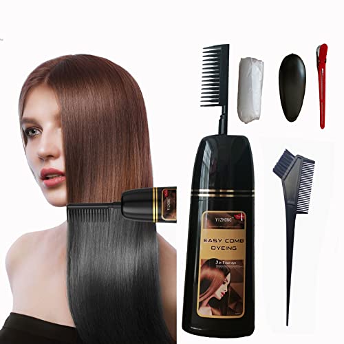 Brown Hair Dye Shampoo YIZHONG Light Golden Brown Hair Color For Gray Hair Coverage Permanent Hair Dye Shampoo For Women Men Easy Comb Dyeing