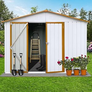 dhpm sheds & outdoor storage,outdoor storage shed,outside waterproof storage house for backyard garden,tool garden metal sheds with lockable door, patio,6x8 ft, lawn