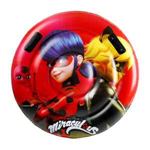 miraculous ladybug officially licensed pool float raft inflatable tube – 30 inches – ladybug & cat noir – ring float – inner tube floatie perfect for beach, pool, lake – swimming ring