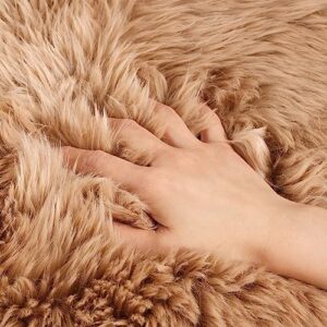 LLB Genuine Sheepskin Area Rug Wool Rug Fur Carpet Fluffy Shaggy Fur Rug for Living Room Kids Bedroom Real Sheepskin Throw Lambskin Rugs Sofa Mat Chair Seat Covers (Tan, 4 x 6 ft Sheepskin)