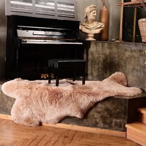 LLB Genuine Sheepskin Area Rug Wool Rug Fur Carpet Fluffy Shaggy Fur Rug for Living Room Kids Bedroom Real Sheepskin Throw Lambskin Rugs Sofa Mat Chair Seat Covers (Tan, 4 x 6 ft Sheepskin)