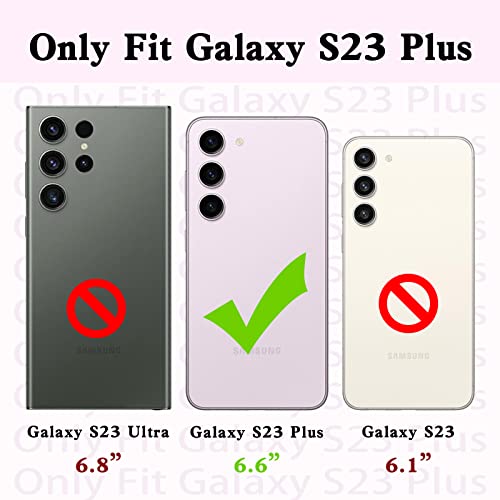 Phone Case for Galaxy S23 Plus (6.6-inch), for Samsung Galaxy S23 Plus 5G Case with Ring Kickstand Lanyard Bumper Shockproof Protection Case Cute Soft TPU Glitter Cover for Girls Women Men - Silver