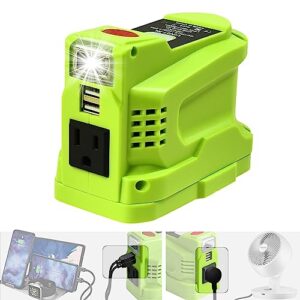 150w power inverter for ryobi 18v volt lithium battery,portable power station inverter with 2-usb&ac 110v-120v 200lm led light（inverter only）