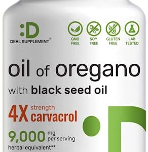 DEAL SUPPLEMENT Oil of Oregano Softgels with Black Seed Oil, 9,000mg Per Serving, 300 Count – 30:1 Extract, Active Carvacrol & Thymoquinone – Antioxidant Immune Health Support – Plant Based, Non-GMO