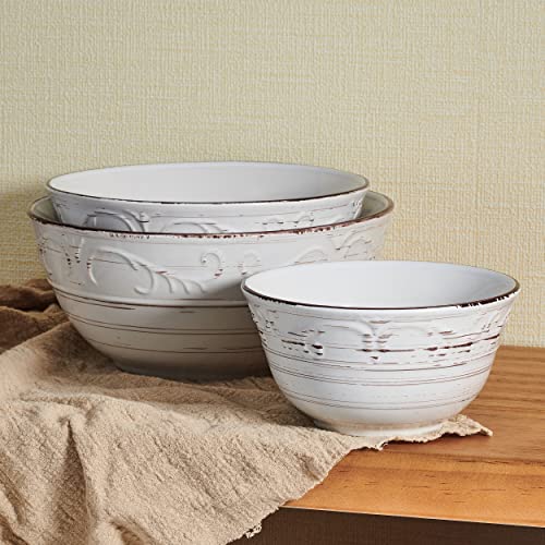 Pfaltzgraff Trellis Serving Bowls, Set of 3, White