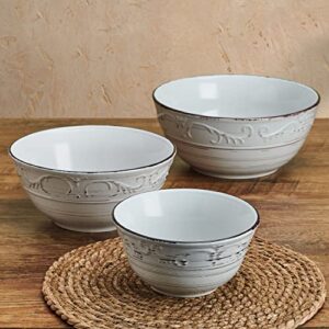 Pfaltzgraff Trellis Serving Bowls, Set of 3, White