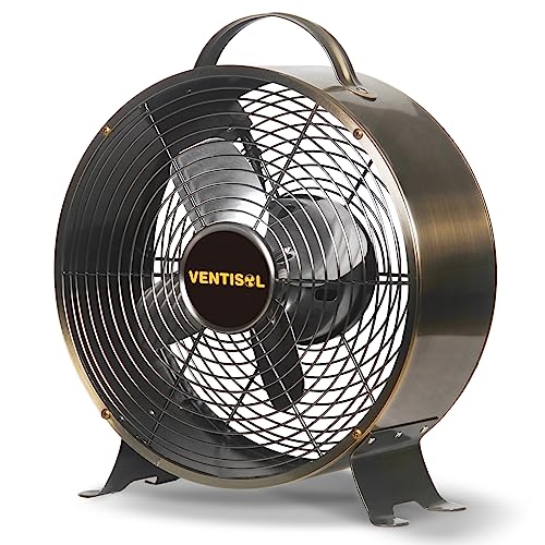 VENTISOL 10 Inch Retro Portable Table Fan, Metal Decorative Drum Fan,Quiet 2 Speeds for Home,Bedroom,Office, Dorm Rooms, c