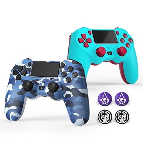 ASLDPUO 2 Pack Wireless Controller Compatible with PS4/Slim/Pro/Playstation 4, with USB Cable/Dual Vibration/6-Axis Motion Control/3.5mm Audio Jack/Multi Touch Pad